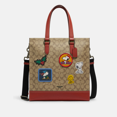 Coach Outlet Coach X Peanuts Graham Structured Tote In Signature Canvas ...
