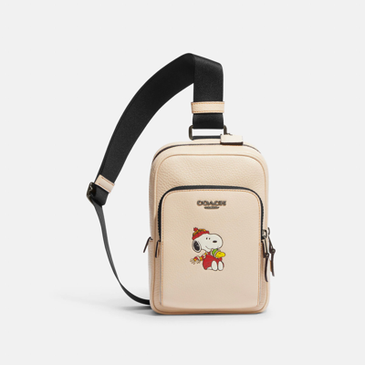 Coach Outlet Coach X Peanuts Track Pack 14 With Snoopy Motif In White ...