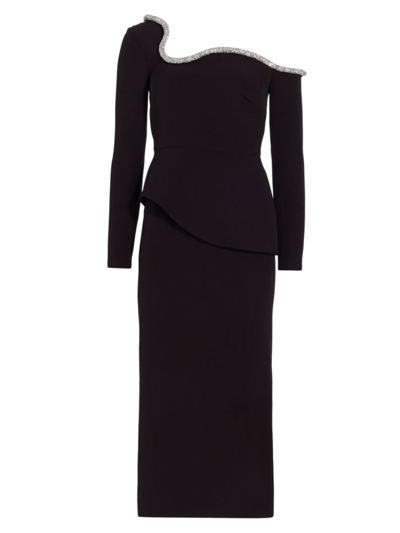 Safiyaa Constanza One-shoulder Crystal-embellished Stretch-crepe Midi ...
