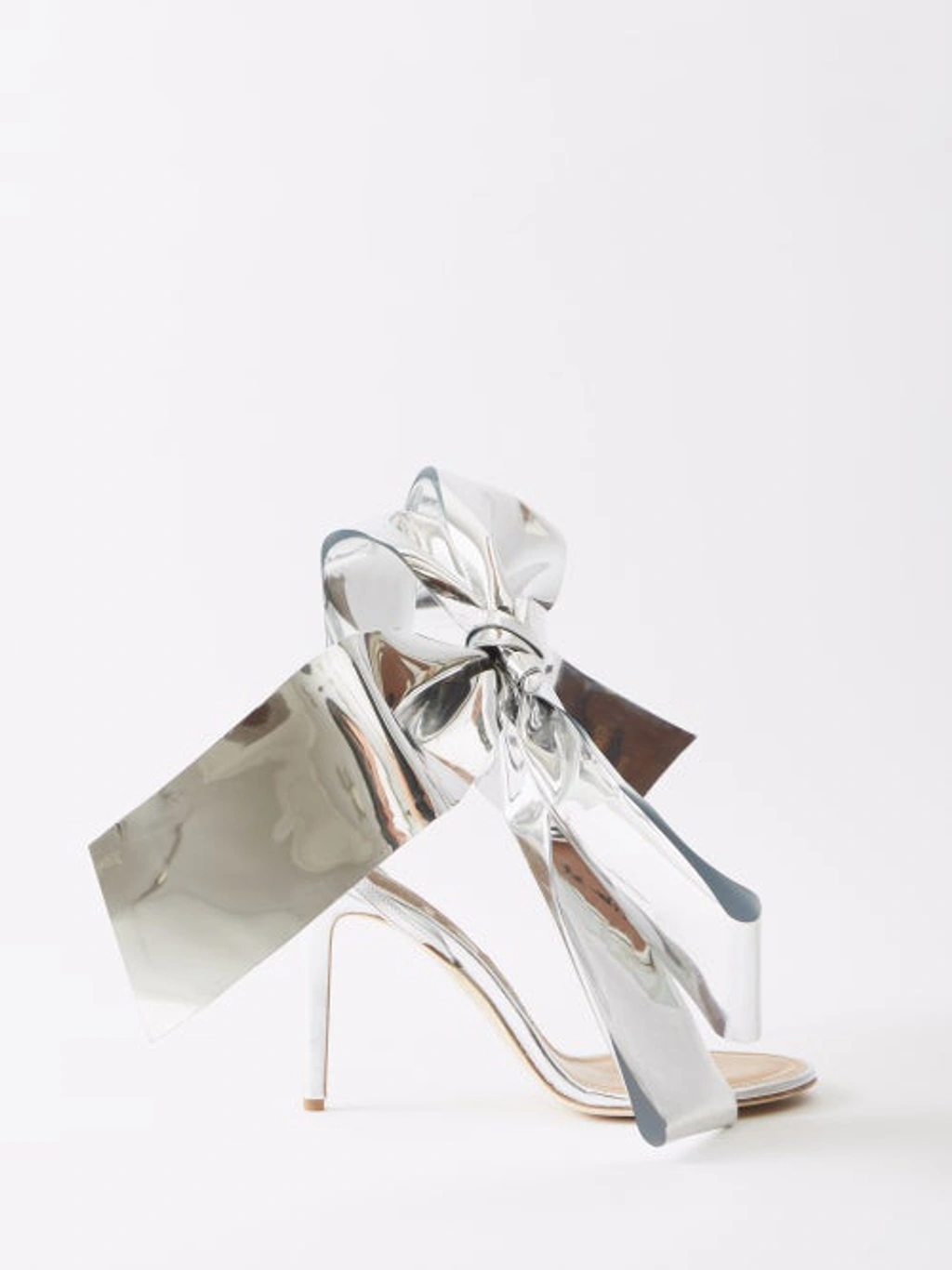 Loewe 100mm Metallic Bow Stiletto Sandals In Silver | ModeSens