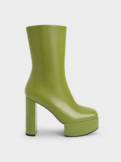 Charles & Keith Corinth Blade Heel Boots In Green | ModeSens