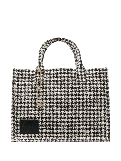 Sandro Velvet Monogram Tote In White And Black | ModeSens