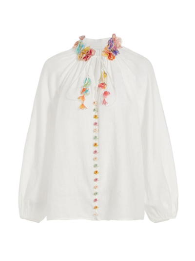 Zimmermann The High Tide Lantern Blouse In Ivory | ModeSens