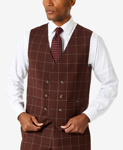 Tayion Collection Men's Classic-fit Wool Suit Vest In Brick Window ...