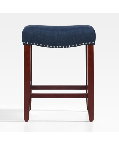 Westintrends 24" Upholstered Saddle Seat Faux Leather Counter Stool In ...