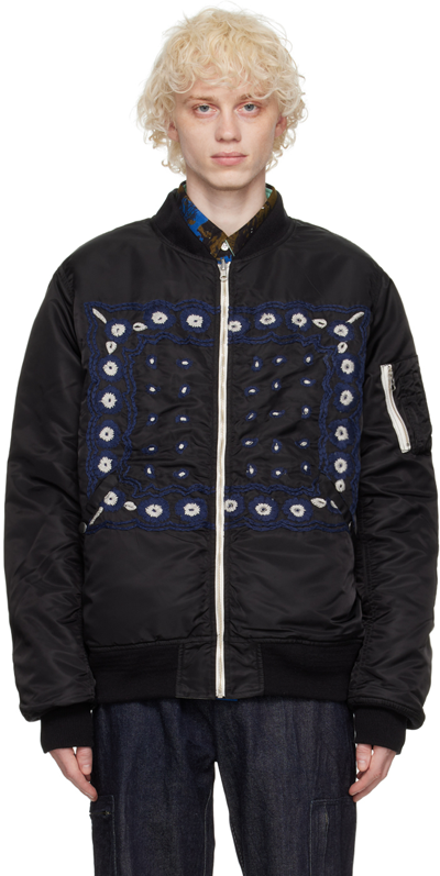 Noma T.d. Embroidered Padded Shell Bomber Jacket In Black | ModeSens
