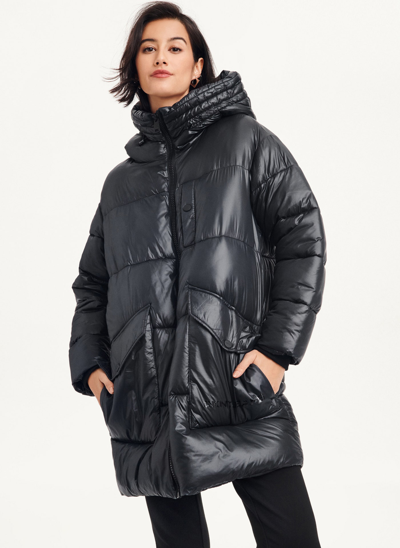 Dkny Women's Oversized Token Logo Long Puffer Jackets In White | ModeSens