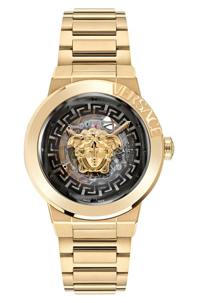 Versace Medusa Infinite Skeleton Dial Bracelet Watch, 40mm In Ip Yellow ...