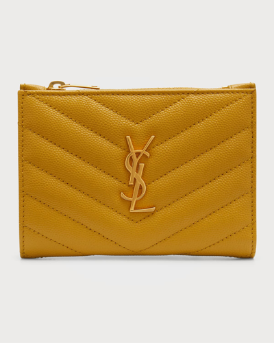 Saint Laurent Ysl Monogram Slim Leather Wallet In Light Chartreuse ...