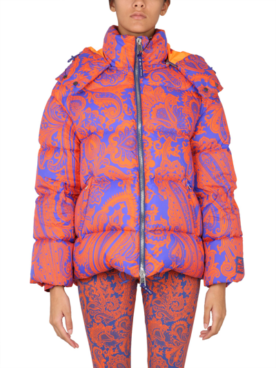 Etro Paisley Print Puffer Jacket In Multicolour | ModeSens