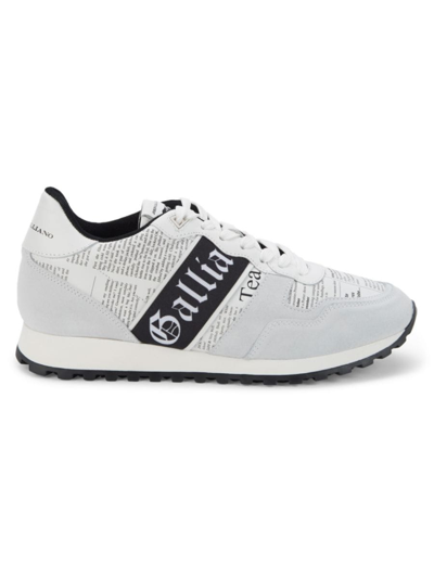 John Galliano Men's Gazette Leather Runners In White Print | ModeSens