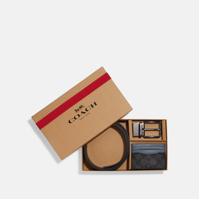 Coach Outlet Boxed Card Case And Belt Gift Set In Colorblock Signature ...