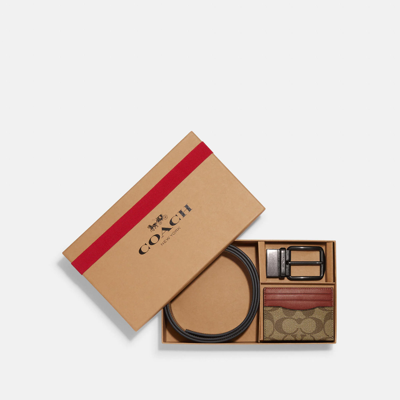 Coach Outlet Boxed Card Case And Belt Gift Set In Colorblock Signature ...