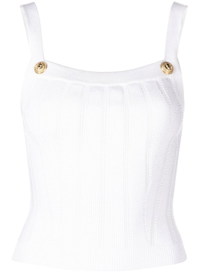 Balmain Logo-button Detail Top In White | ModeSens