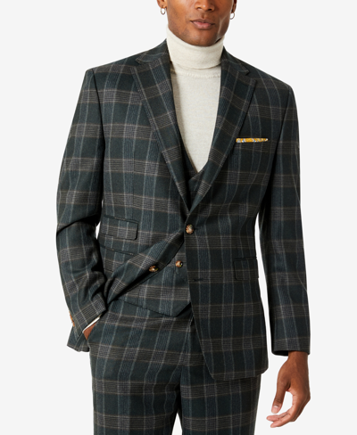 Tayion Collection Men's Classic-fit Wool Suit Jacket In Green Plaid ...