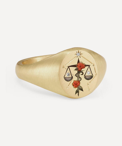 Cece Jewellery 18ct Gold Star Sign Libra Signet Ring | ModeSens