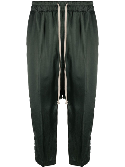 Rick Owens Satin Drop-crotch Track Pants In Green | ModeSens