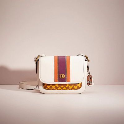 Coach Upcrafted Rambler Crossbody With Varsity Stripe In Brass/chalk ...