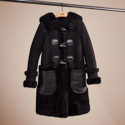 Coach Restored Sheepskin Duffle Coat In Black | ModeSens