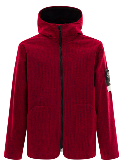 Stone Island Red Hooded Reflective Jacket Man | ModeSens