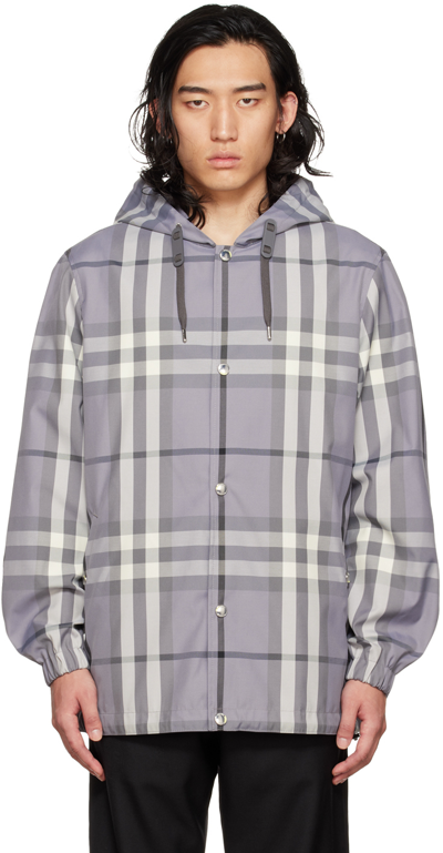 Burberry Gray Reversible Vintage Check Jacket In Storm Grey Ip Check ...