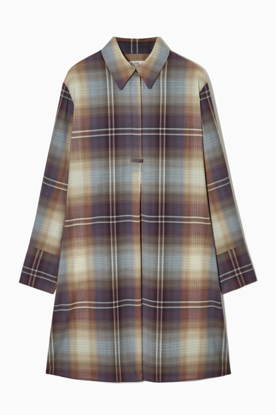 Cos Checked Mini Shirt Dress In Beige | ModeSens