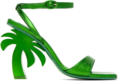 Palm Angels Palm Tree Heeled Sandals In Green | ModeSens