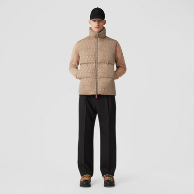 Burberry Monogram Print Jacquard Puffer Gilet In Soft Fawn | ModeSens