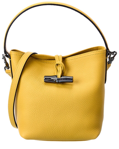 Longchamp Roseau Essential Leather Bucket Bag In Yellow | ModeSens