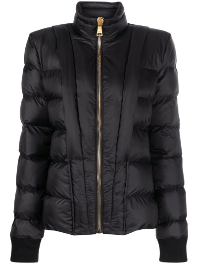 Balmain Quilted Puffer Jacket In Black | ModeSens
