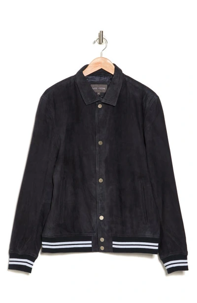 Slate & Stone Suede Varsity Jacket In Blue | ModeSens