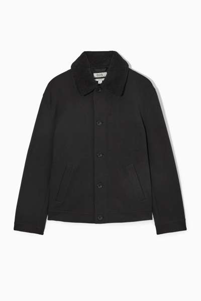 Cos Detachable-collar Twill Jacket In Black | ModeSens