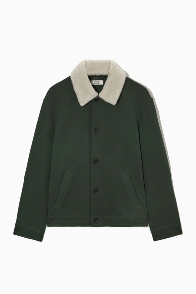 Cos Detachable-collar Twill Jacket In Green | ModeSens