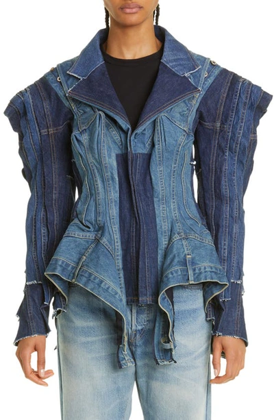 Junya Watanabe Patchwork Denim Jacket In Blue | ModeSens