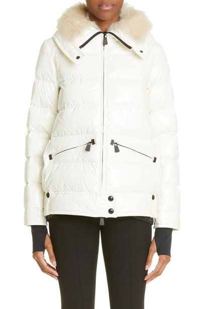 Moncler Shearling-collar Padded Short Jacket In White | ModeSens