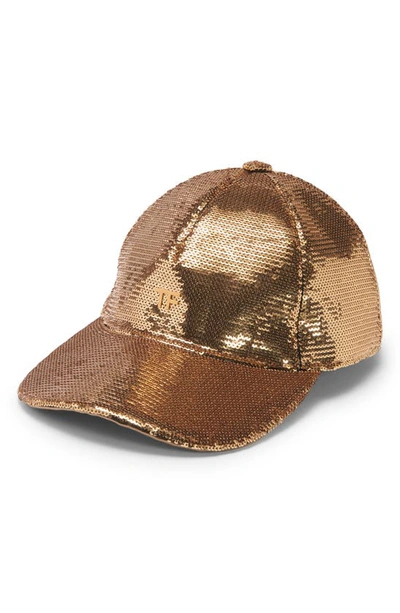 Tom Ford Tf Logo Sequin Baseball Cap In Gold | ModeSens
