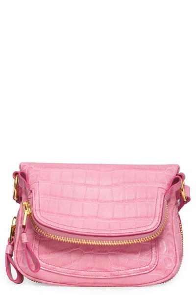 Tom Ford Jennifer Mini Croc-embossed Crossbody Bag In Rose Bloom | ModeSens