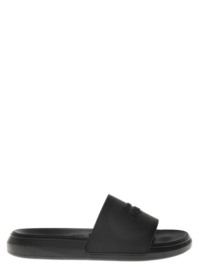 Alexander Mcqueen Logo Rubber Sliders In Black | ModeSens