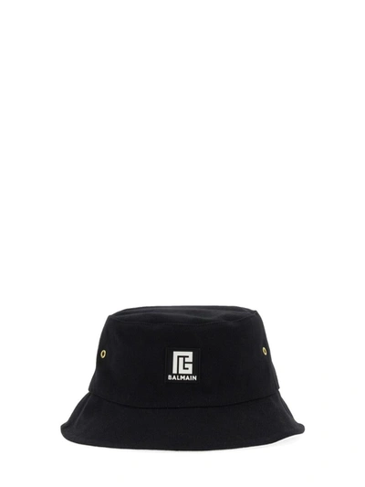 Balmain Logo Patch Reversible Bucket Hat In Black | ModeSens