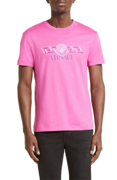 Versace La Greca Medusa Logo Graphic Tee In Pink | ModeSens