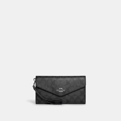 Coach Outlet Travel Envelope Wallet In Signature Canvas In Black | ModeSens