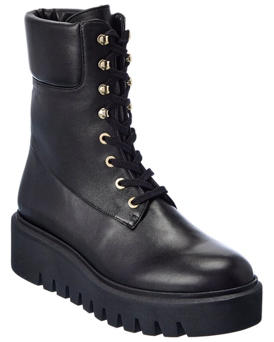 Stuart Weitzman Chalet Lug Leather Combat Boot In Black | ModeSens