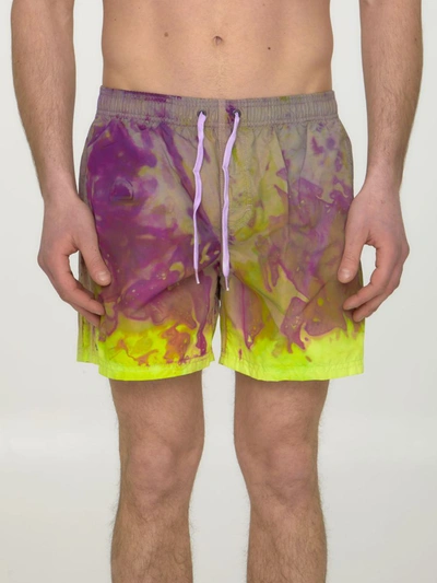 Sundek Tie Dye Nylon Swim Shorts In Violet Modesens