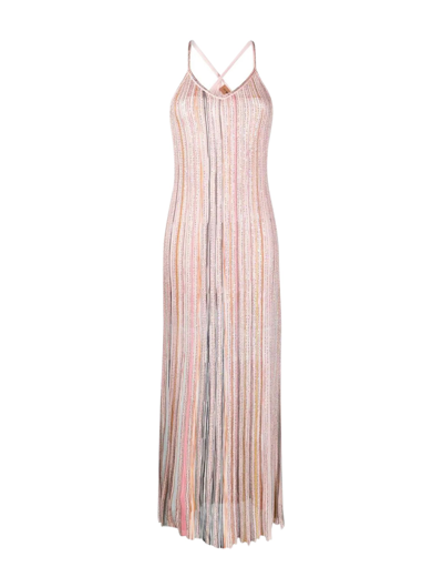 Missoni Striped Scoop-neck Maxi Dress In Pink & Purple | ModeSens