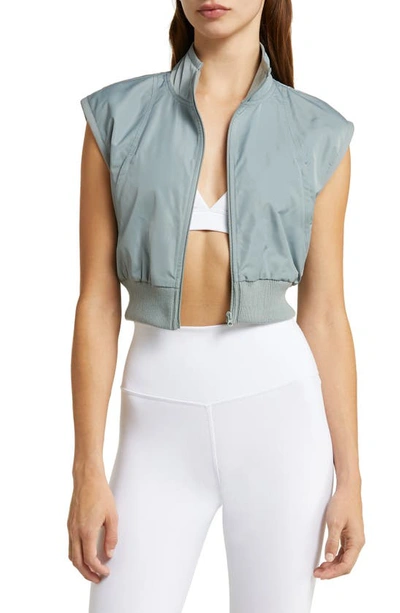 Alo Yoga In Motion Crop Waistcoat In Cosmic Grey | ModeSens