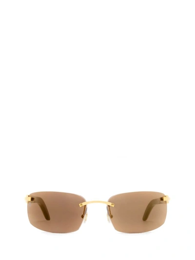 Cartier Square Frame Sunglasses In Gold | ModeSens