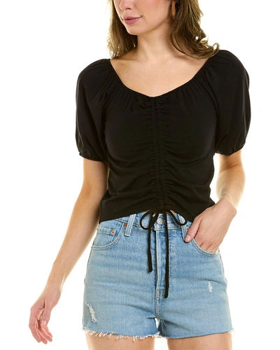 Bobi Cinched Front Crop Top In Black | ModeSens