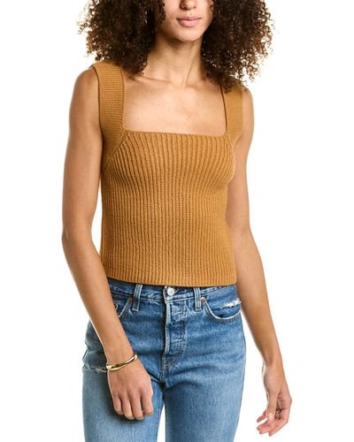 Vince Rib Square Neck Tank In Brown | ModeSens