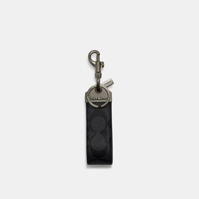 Coach Outlet Loop Key Fob In Signature Canvas In Grey | ModeSens