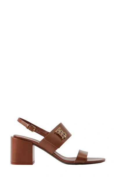 Burberry Virginia Leather Monogram Slingback Sandals In Pine Cone Brown ...